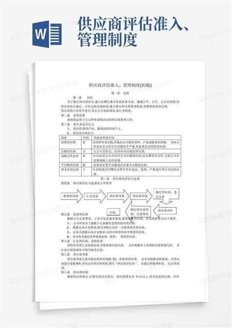供应商评估准入管理制度Word模板下载 编号qwgygypy 熊猫办公