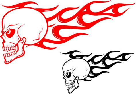Clip Art Of A Flames With Skulls Tattoos Illustrations Royalty Free