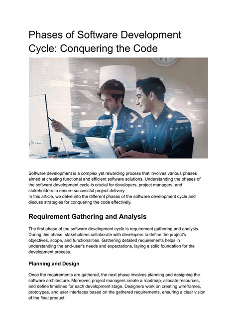 Phases Of Software Development Cycle Conquering The Code Pdf