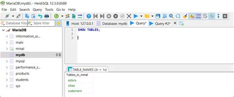 Show Tables In Mariadb Geeksforgeeks