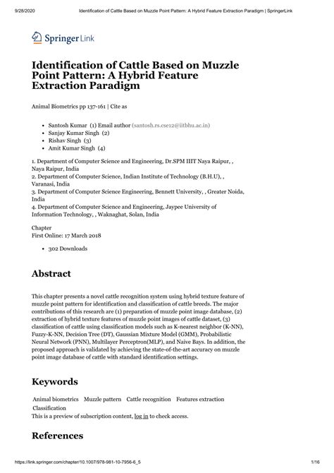 Pdf Identification Of Cattle Based On Muzzle Point Pattern A Hybrid Feature Extraction Paradigm