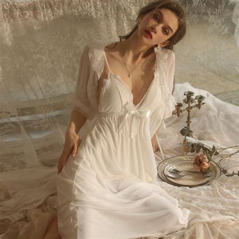 비밀리아 원피스잠옷 슬립가운세트 고급란제리 홈웨어