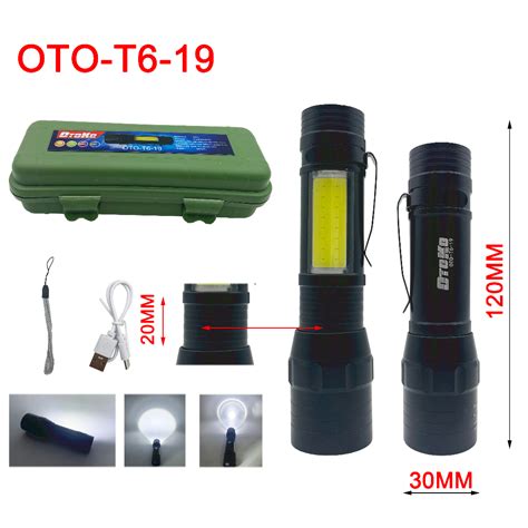 ไฟฉายแรงสูง ปรับได้ 4แบบ ซูมได้ไฟด้านข้าง Cob ชาร์จไฟusb ไฟฉายusb ไฟฉาย