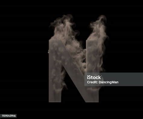 예술 괴물 흡연 알파벳 검은 배경에 고립 된 짙은 안개 또는 연기로 만든 문자 N 기호의 3d 그림 3차원 형태에 대한 스톡 사진 및 기타 이미지 Istock