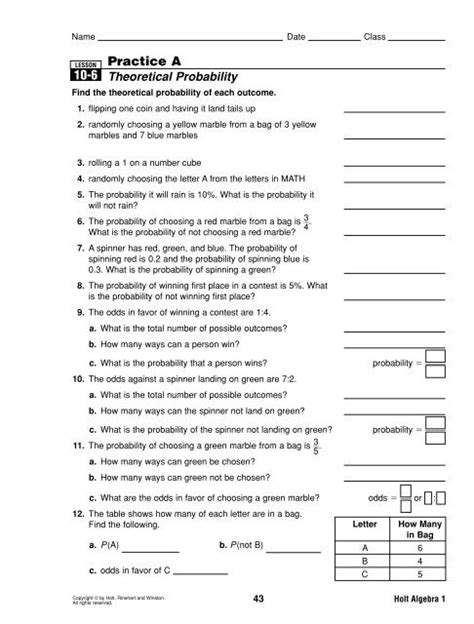 Theoretical Probability Practice
