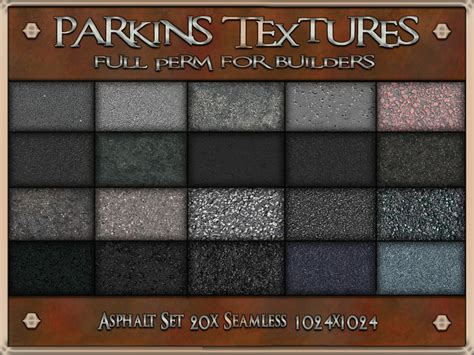 Second Life Marketplace Parkins Textures Asphalt Set 20x Full