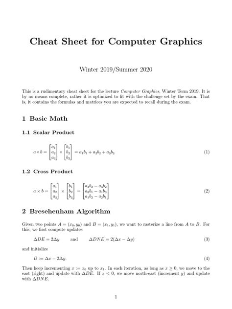 cg cheat sheet 2020 download free pdf cartesian coordinate system