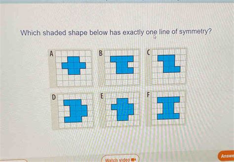 solved which shaded shape below has exactly one line of symmetry b c