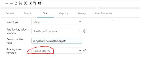 Azure Table Storage As Sink In Data Factory Row Key Stack Overflow