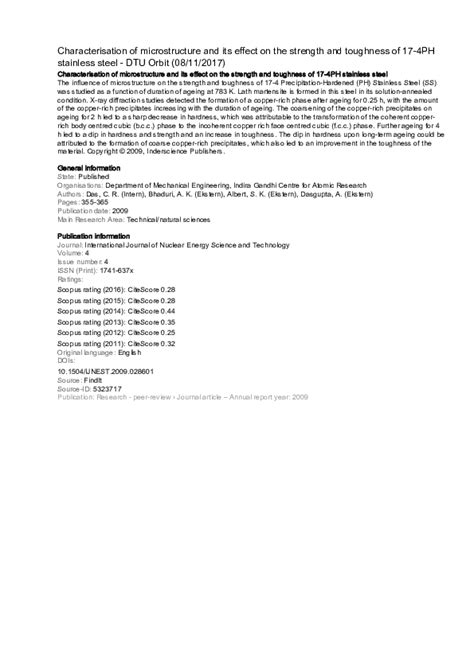 Pdf Characterisation Of Microstructure And Its Effect On The Strength And Toughness Of 17 4ph