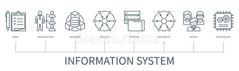 Information System Vector Infographic In Minimal Outline Style Stock Illustration Illustration