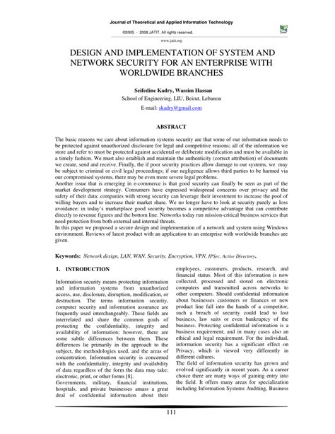 Pdf Design And Implementation Of System And Network Security For An