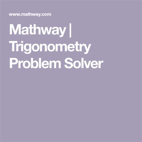 Trigonometry Problem Solver Mathway