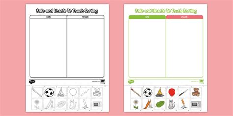 Safe Or Unsafe To Touch Sorting Activity