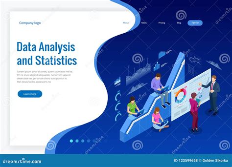 Isometric Web Banner Data Analysis And Statistics Concept Vector Illustration Business