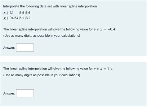 solved interpolate the following data set with linear spline