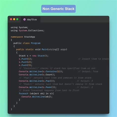 Giver Kdk On Linkedin Day19 30dayschallenge Nongeneric Stack Collection Csharp