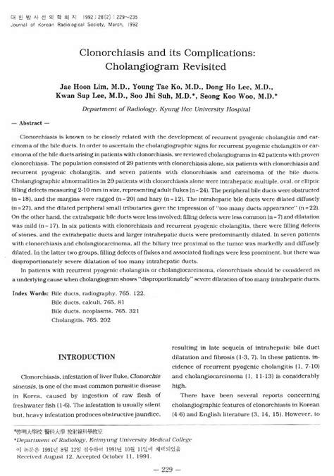 Pdf Clonorchiasis And Its Complications Cholangiogram Revisited