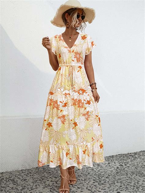 Ariel Tesoro Kleid In Gelb Weiß Günstig Kaufen Limango