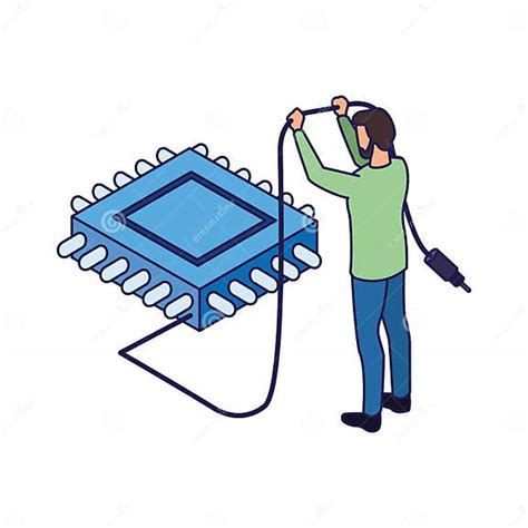 Avatar Homme Tenant Une Cordon Et Une Icône De Puce électronique