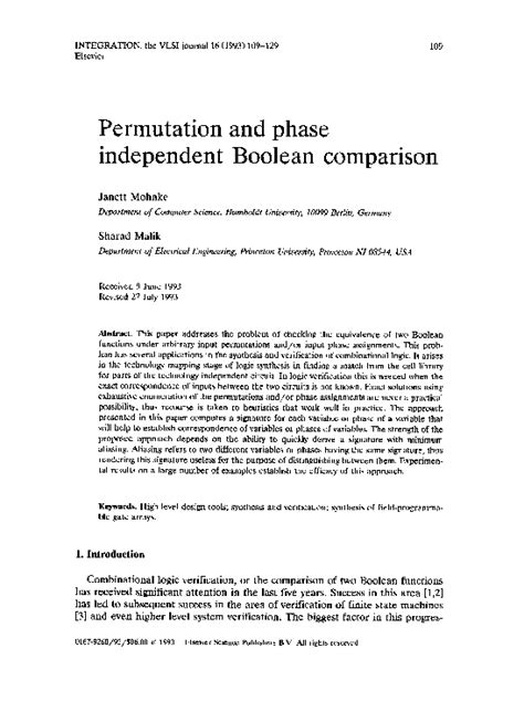 Pdf Permutation And Phase Independent Boolean Comparison
