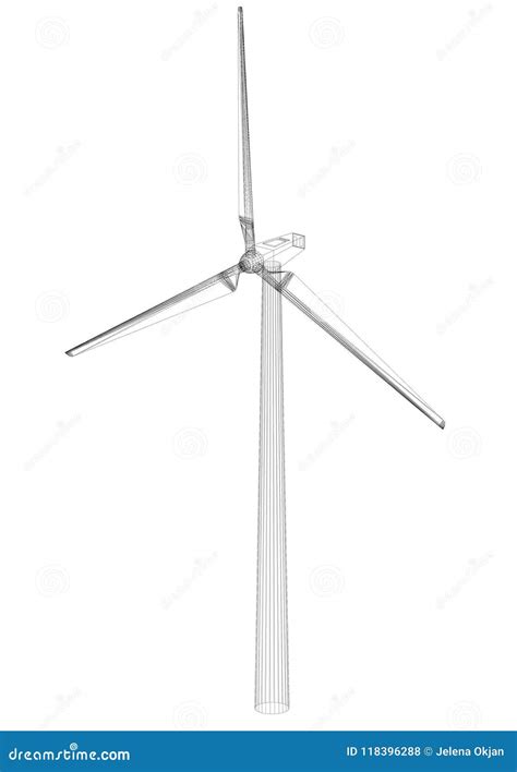Wind Turbine Architect Blueprint Isolated Stock Illustration