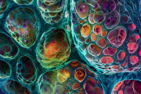 A Vibrant Background Of Plant Cells As Seen Through A Microscope Revealing Intricate Cellular