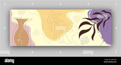 Handmade Background Layout With Arbitrary Shapes Plant Elements And