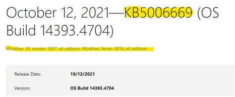 Bug In Windows Update Catalog About Win Server 2016 Standalone Patch Kb5006669 Microsoft Qanda