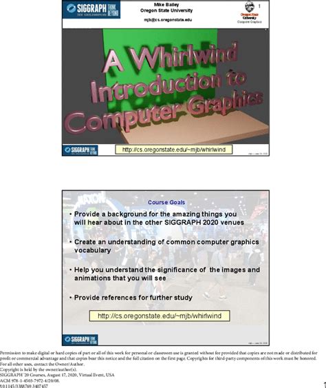 a whirlwind introduction to computer graphics acm siggraph 2020 courses