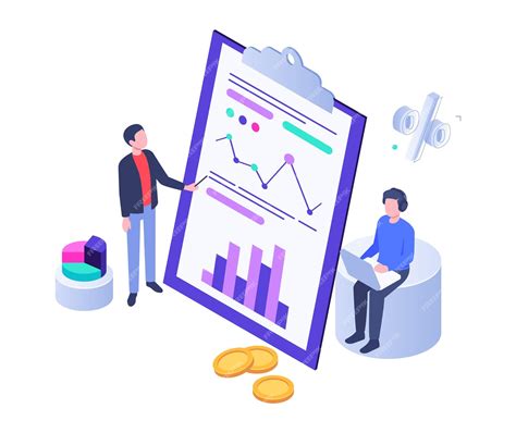 Premium Vector Isometric Business Analysis With Chart And Graphics