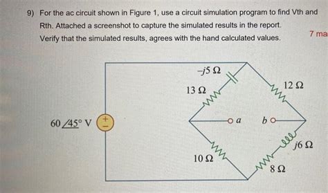 Solved 9 For The Ac Circuit Shown In Figure 1 Use A