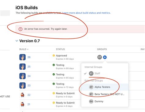 can t add groups to testflight bui… apple developer forums