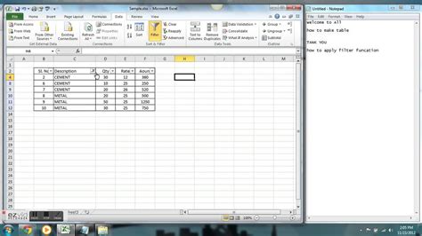 How To Apply Filter Filter Function In Microsoft Excel 2010 Youtube