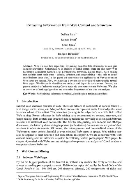 Pdf Extracting Information From Web Content And Structure