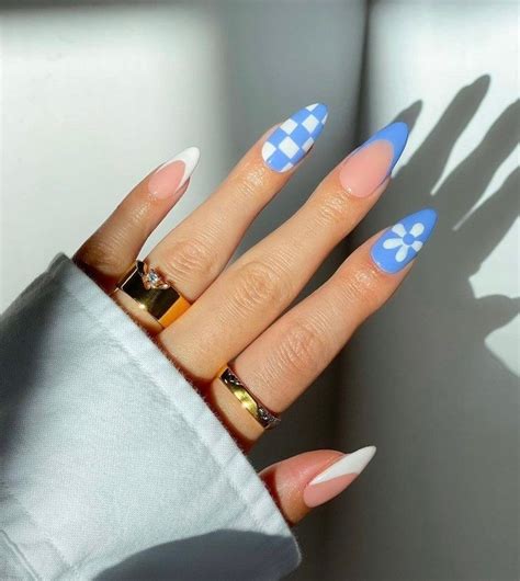 Blue Nails Design Fake Nails Glue On Nails Press On Nails Etsy Nagels Nagelideeën Nagels