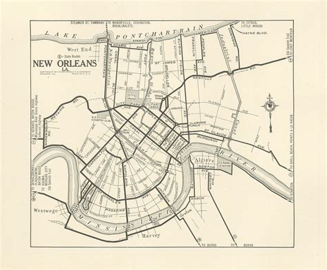 Mcnallys 1928 Map Of New Orleans Louisiana Art Source International