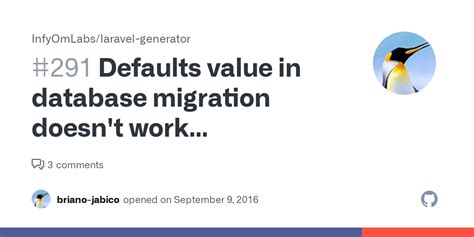 defaults value in database migration doesn t work infyom scaffold