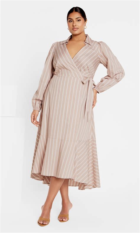 Womens Plus Size Selena Wrap Dress Taupe