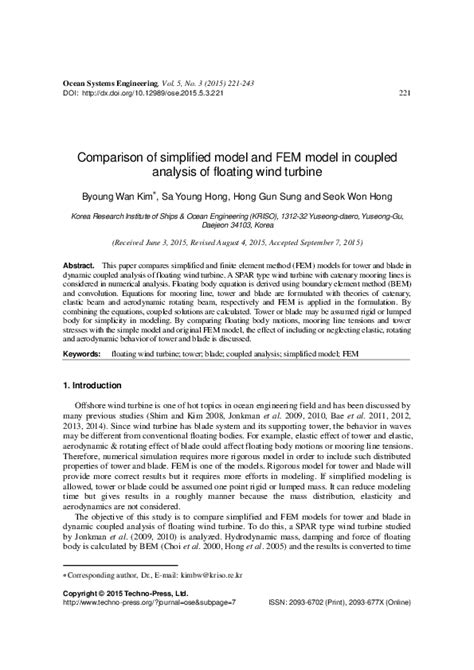 Pdf Comparison Of Simplified Model And Fem Model In Coupled Analysis