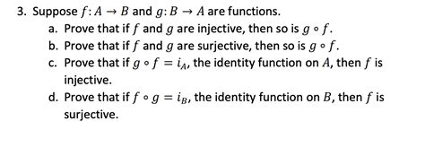 solved 3 suppose f a → b and g b → a are functions a