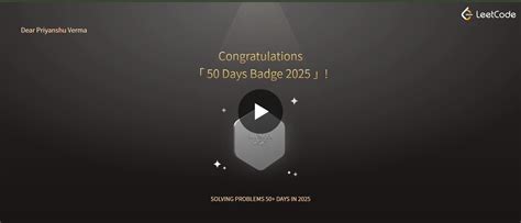 Leetcode Badge 50days Intern Sde Ds Dsa Java Priyanshu Verma