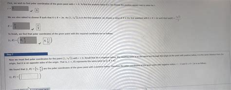 Answered First We Wish To Find Polar Coordinates Of The Given Point Kunduz