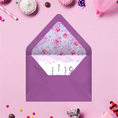 دعوت تولد تم بنفش دخترانه کارت پستال دیجیتال