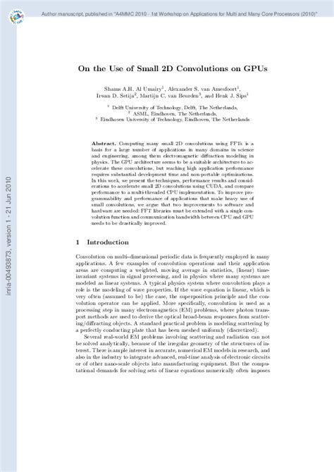 pdf on the use of small 2d convolutions on gpus