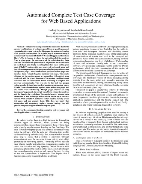 PDF Automated Complete Test Case Coverage For Web Based Applications