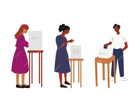 Premium Vector Vector Illustration Of A Man And A Woman Voting In A Polling Station