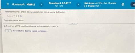 Solved Homework Hw62 Question 6 6327 T Part 1 Of 3 Hw
