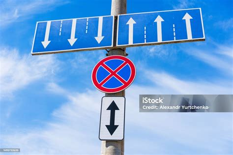 차선 분포 파란색 직사각형의 흰색 화살표 거리에 대한 스톡 사진 및 기타 이미지 Istock