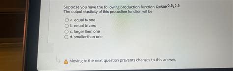 Solved Suppose You Have The Following Production Function